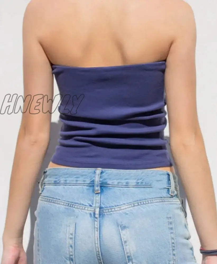Hnewly Strpless Sexy Tube Tops Women Skinny Summer Off Shoulder Blue Y ...